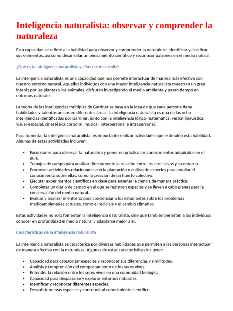 6 Inteligencia Naturalista | PDF | Inteligencia | Naturaleza