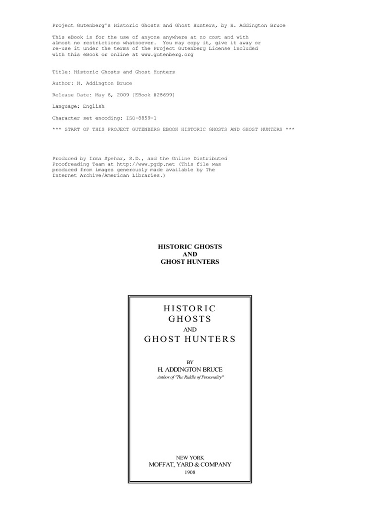 Historic Ghosts and Ghost Hunters by H Addington Bruce - PDF Room | PDF