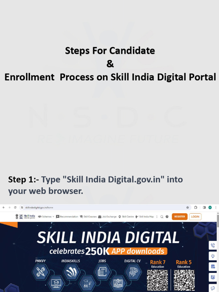 NSDC Candidate Enrollment Process Update FOR CANDIDATE | PDF