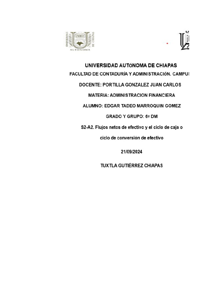 S2-A2. Flujos Netos de Efectivo y El Ciclo de Caja o Ciclo de ...