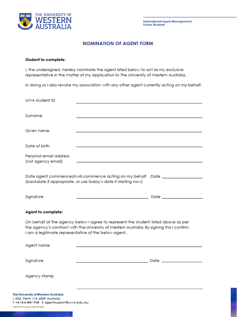 Nomination of Agent Form - Jul 2022 | PDF