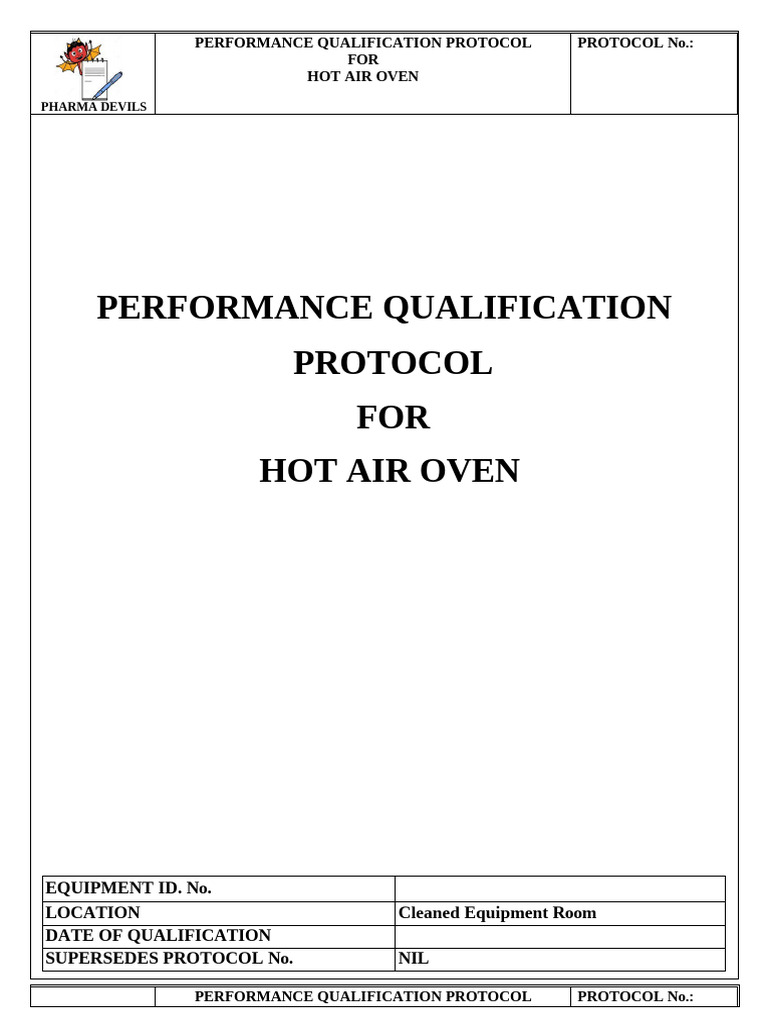 Performance Qualification Protocol For Hot Air Oven | PDF | Calibration ...