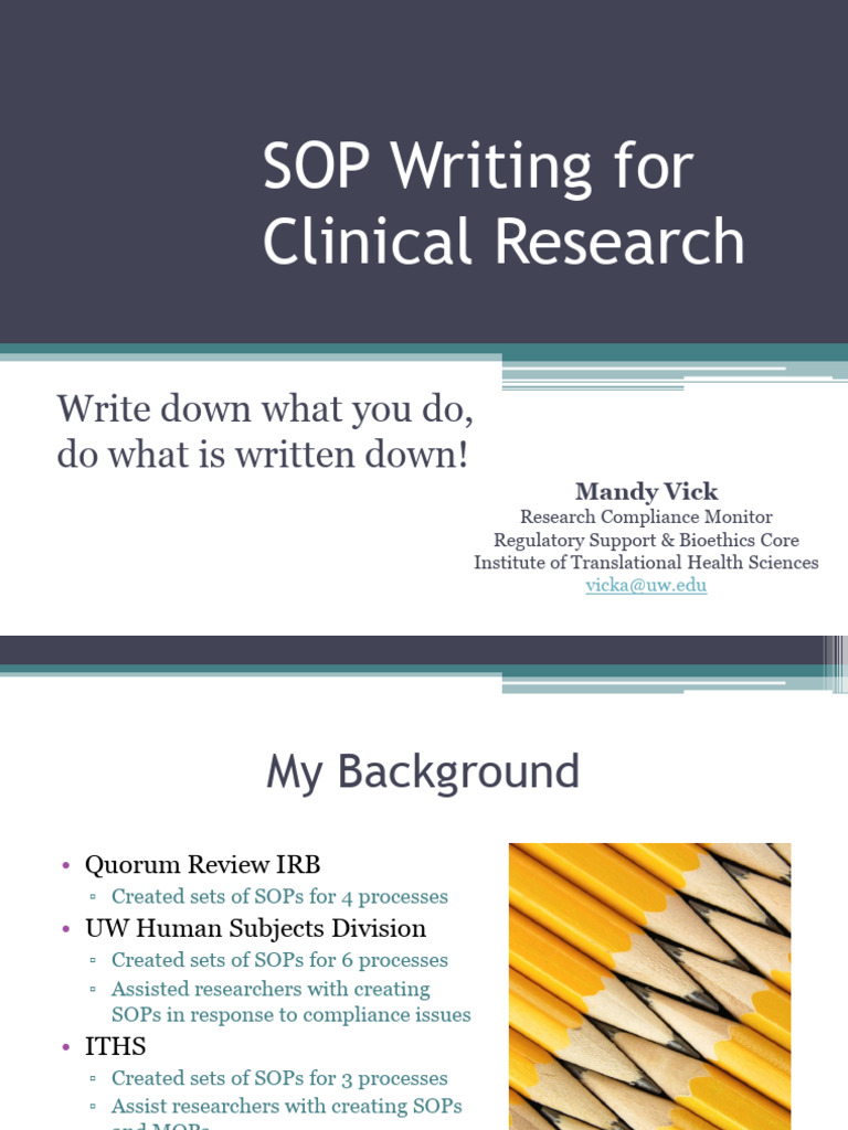 SOP Writing Guide for Clinical Research | PDF | Regulatory Compliance ...