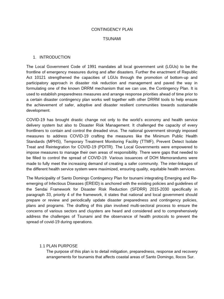 Santo Domingo Tsunami Contingency Plan | PDF | Tsunami | Natural Disasters