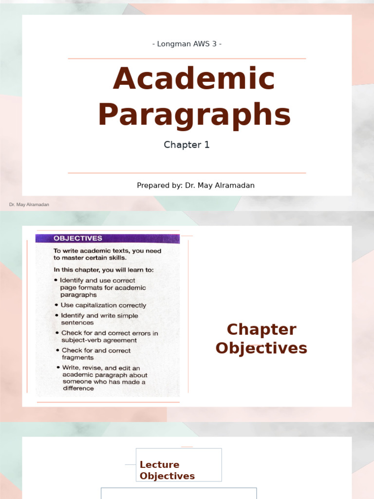 Academic Paragraphs, AWS 3 Ch. 1 (Part 1) | PDF | Verb | Word