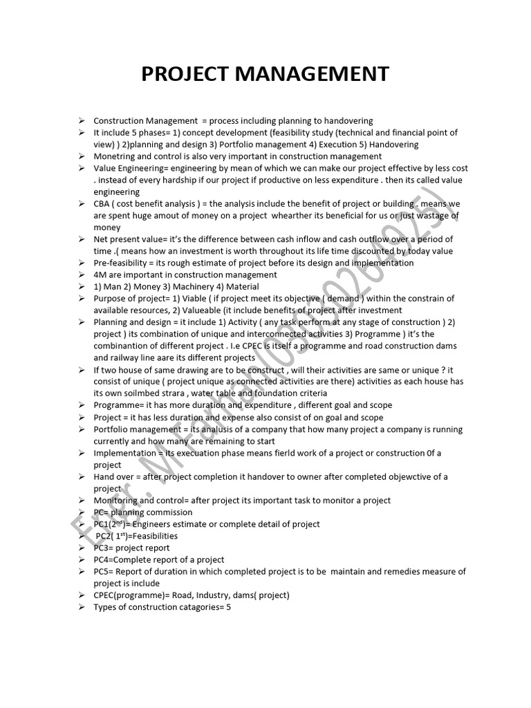 Project Management - Docx Note | PDF | Project Management | Business