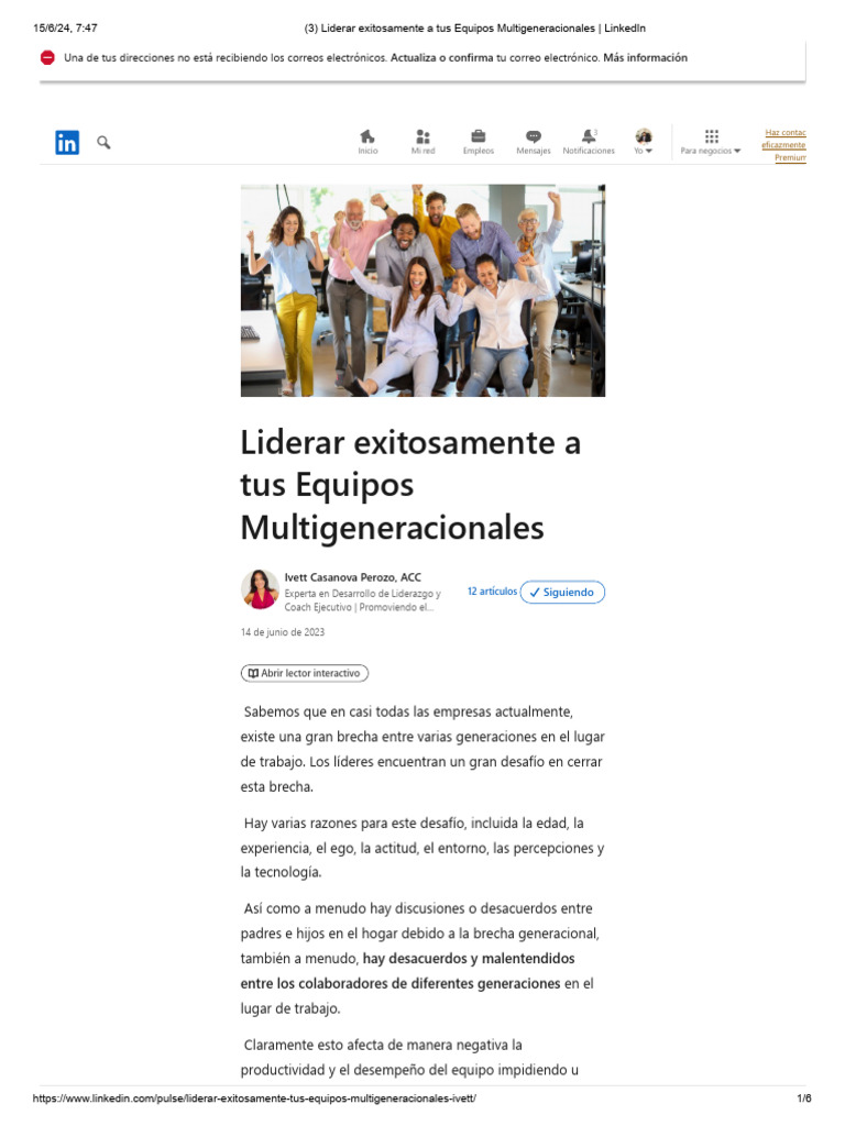 Liderar Exitosamente A Tus Equipos Multigeneracionales - LinkedIn | PDF ...