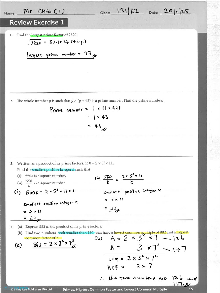Review Exercise 1 [Answer Scheme] | PDF | Mathematics | Numbers