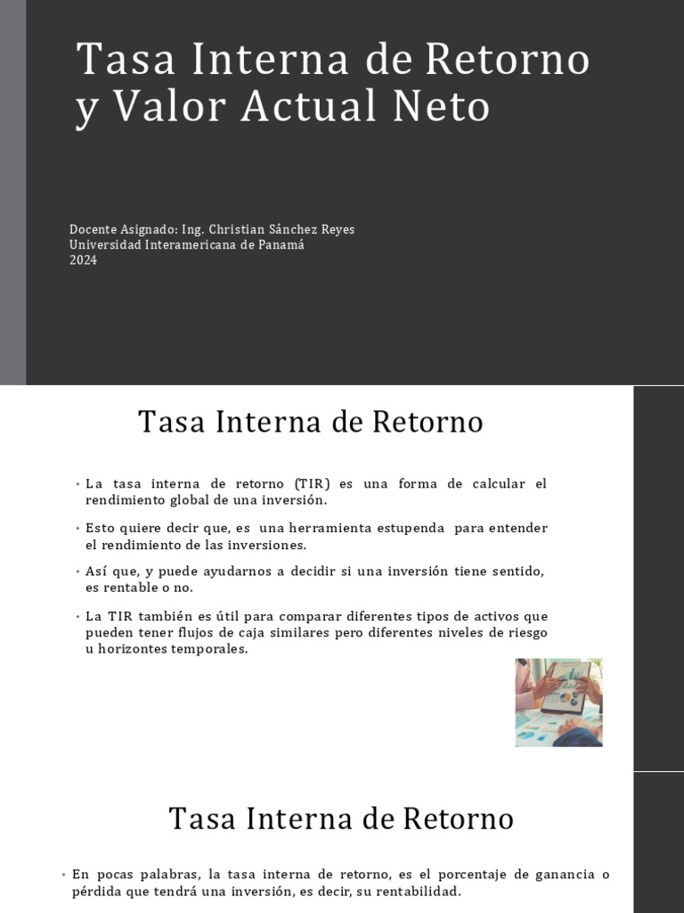 Tasa Interna de Retorno - Valor Actual Neto - Gestion Financiera I LA | PDF | Tasa interna de ...