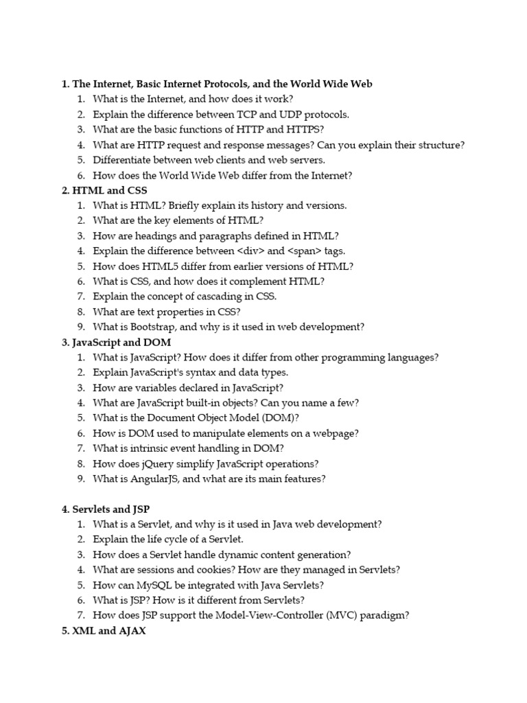 WT Oral Questions Bank | PDF | World Wide Web | Internet & Web