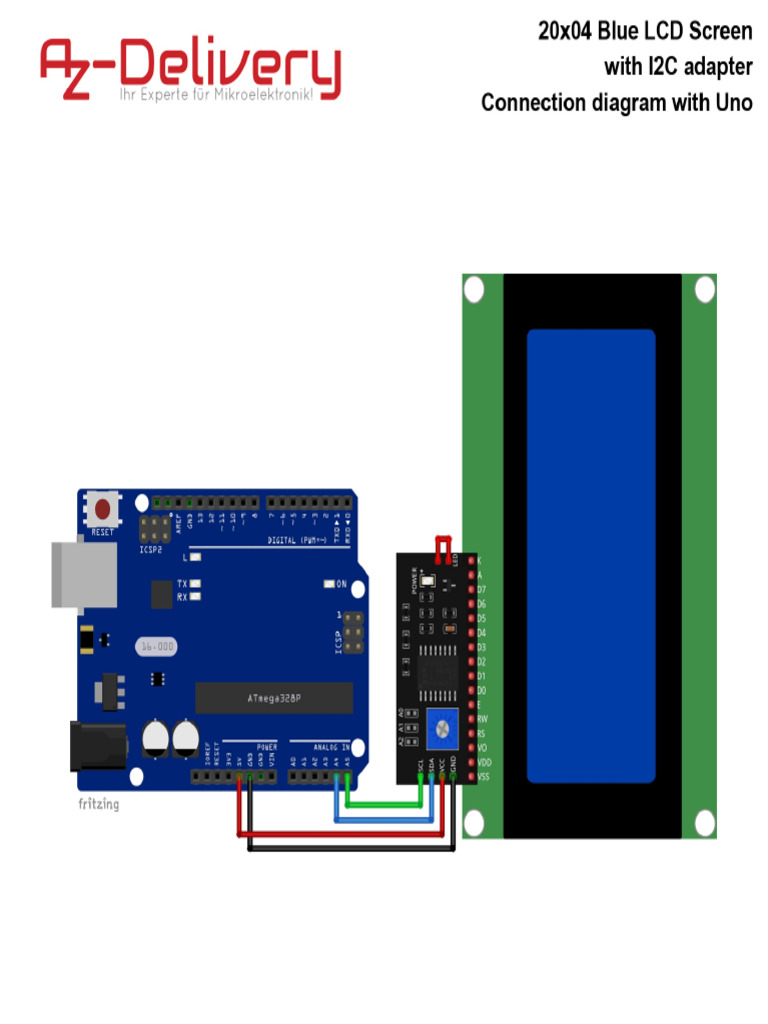 20x04 Blue LCD I2C Adapter With Uno | PDF