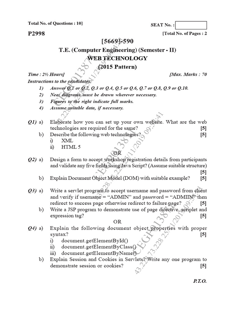 Web Technology Exam Guide 2015 | PDF | Software | Web Development