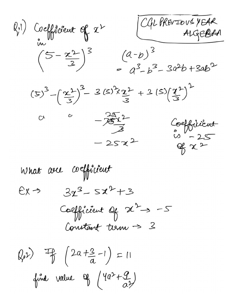 Algebra Notes SSC | PDF