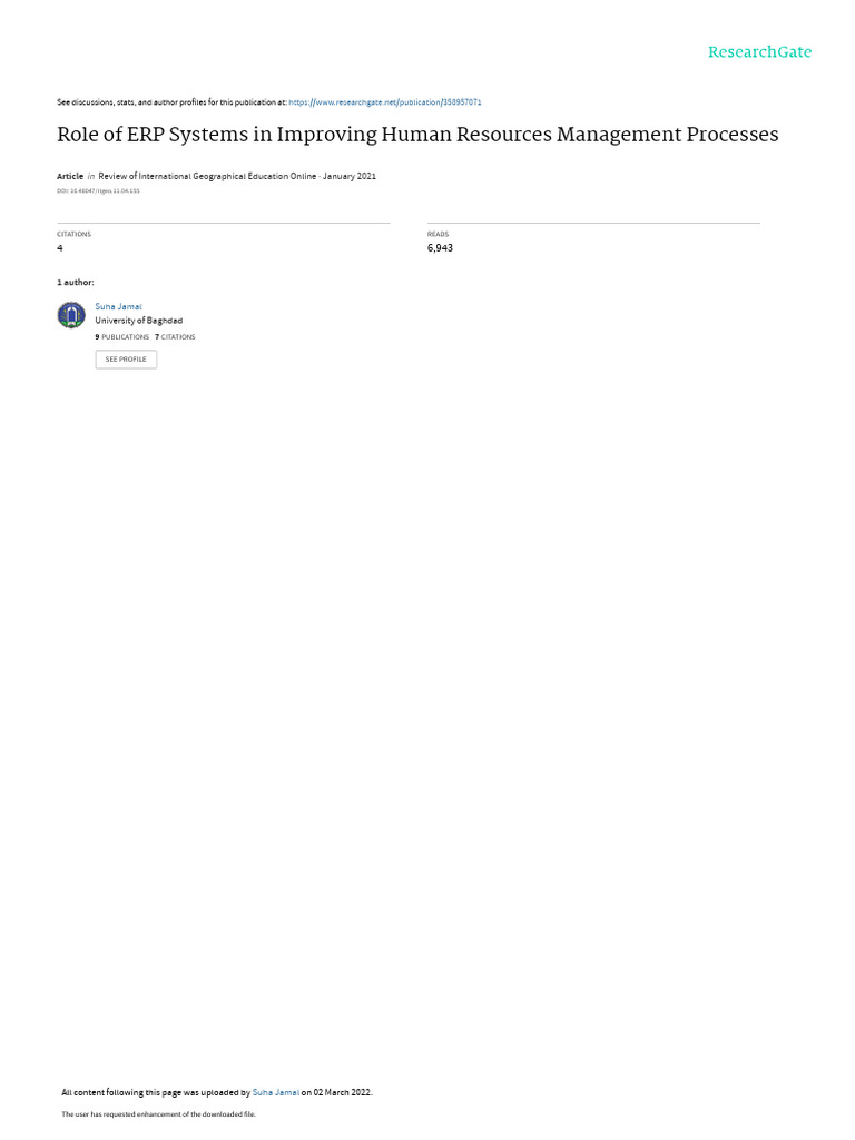 ERP Systems Enhancing HR Management | PDF | Human Resource Management ...