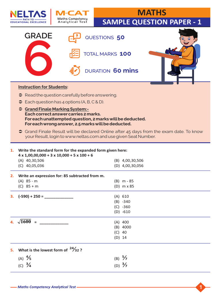 STD-6-MCAT_Sample Paper | PDF | Elementary Geometry | Euclidean Geometry
