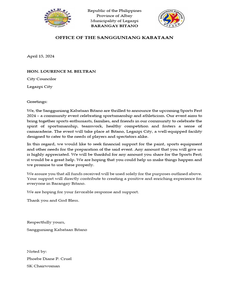 Solicitation Letters SK | PDF | Youth Organizations | Youth