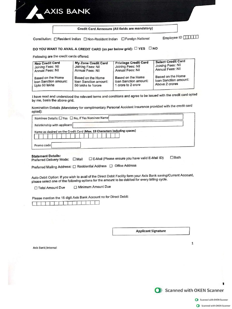 Credit Card Annexure | PDF