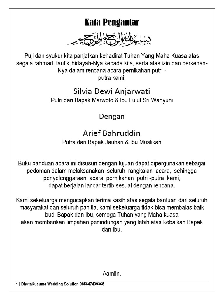 Buku Panduan Pernikahan Mba Selvi & Mas Arief | PDF