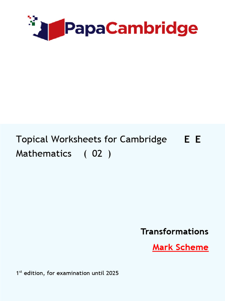 Transformations - Mark Scheme | PDF | Shape | Euclid