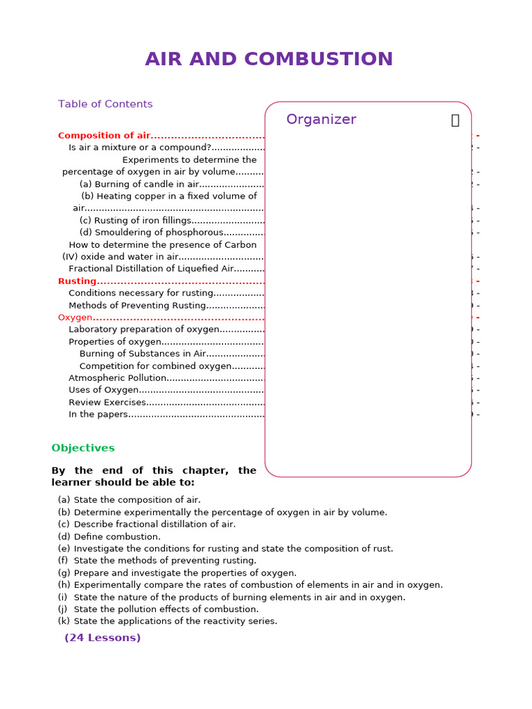 Air Composition and Combustion | PDF | Redox | Rust