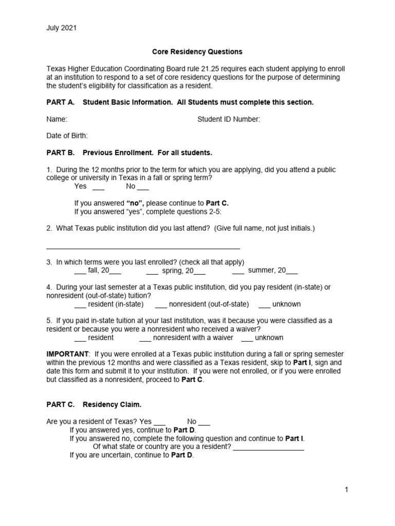 Core Residency Questions July 2021 | PDF
