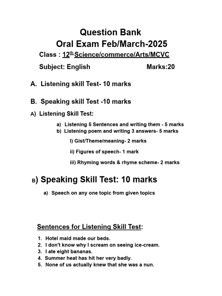 Question Bank-Oral Exam | PDF