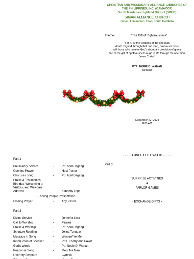 Camacop Siman Alliance Church | PDF