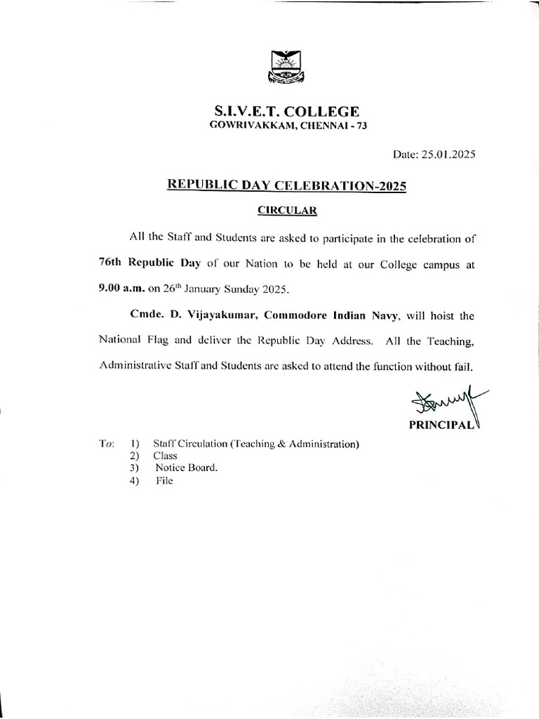 Republic Day Circular | PDF