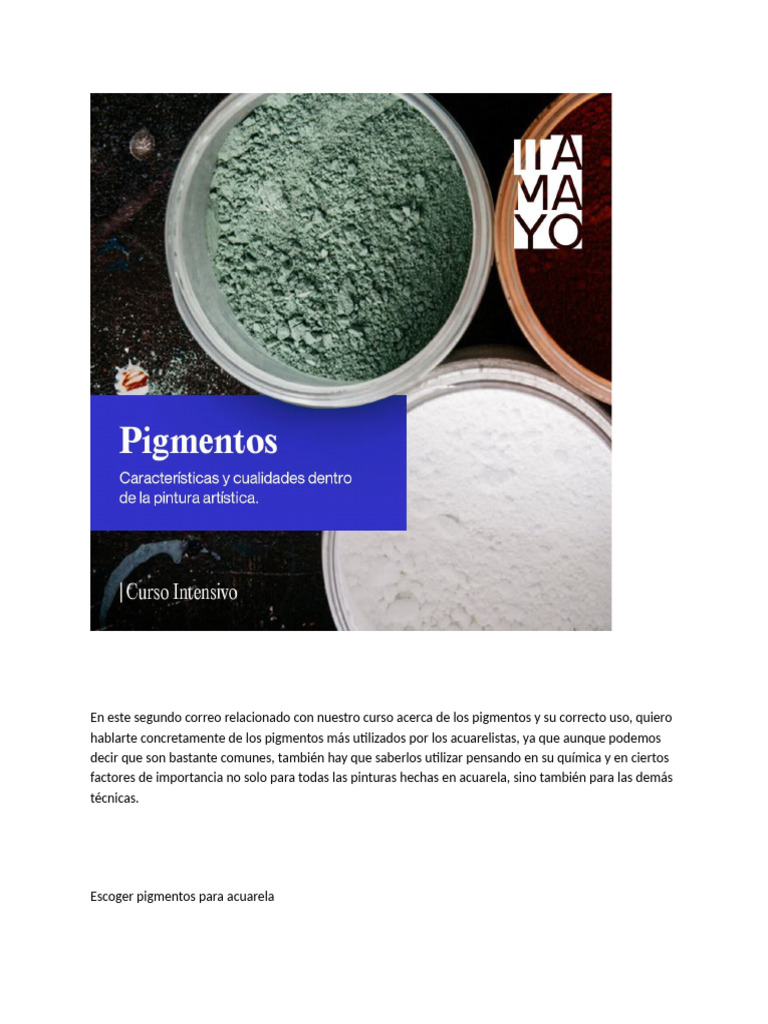 Acuarelistas y Sus Pigmentos | PDF | Pinturas | Pintura con acuarelas