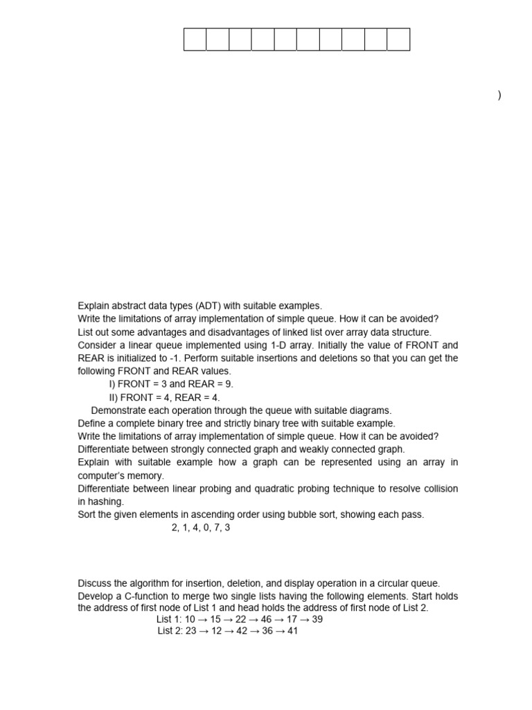 Data Structure - 4th - 2023-2024 | PDF | Queue (Abstract Data Type ...