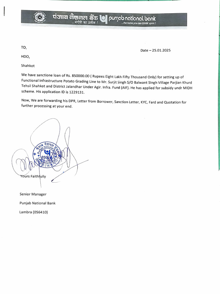 Loan Sanction for Potato Grader Purchase | PDF | Interest | Banks