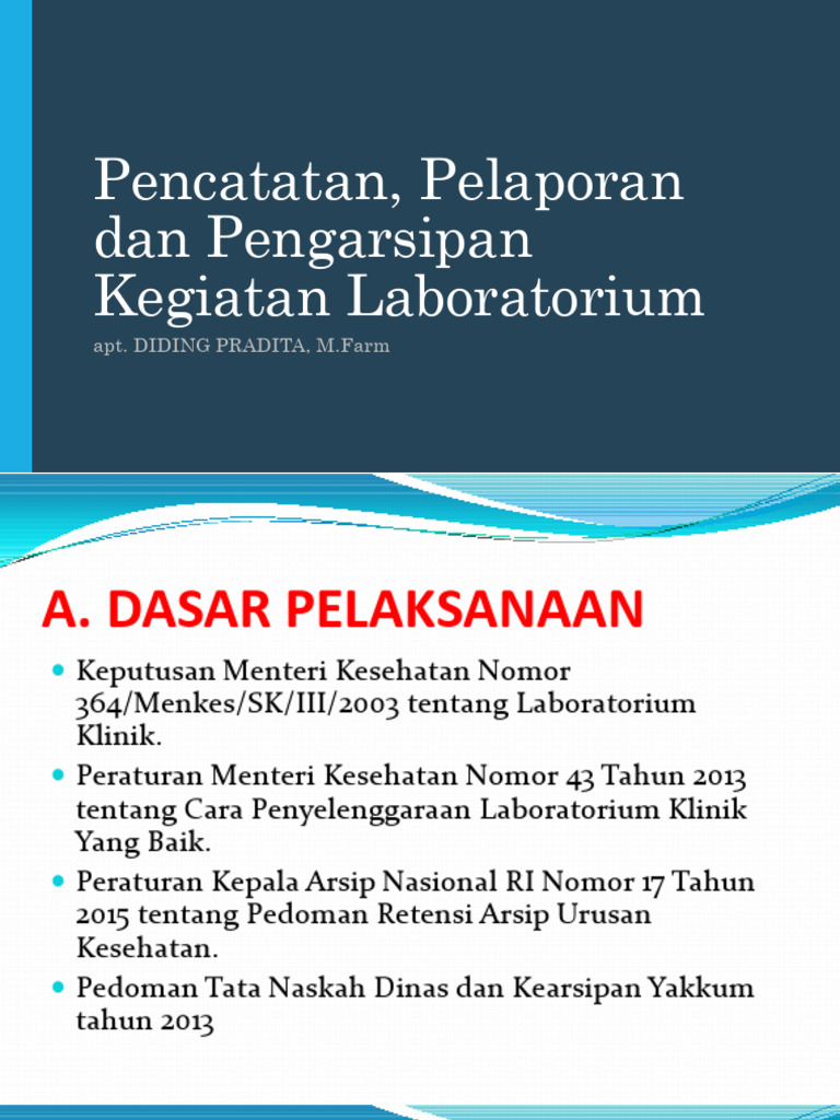 GLP Pert 12 13 Pencatatan-Pelaporan-Dan-Pengarsipan-Laboratorium | PDF