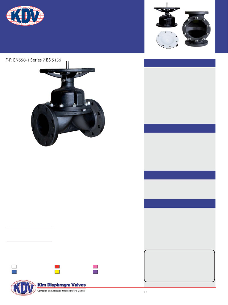 KDV Diaphragm Valve RL EN558-7 Steel NRH 01 | PDF | Valve | Steel