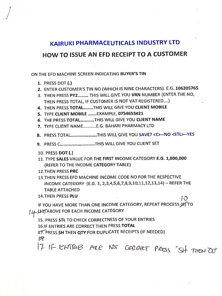 Efd Machine Manual | PDF