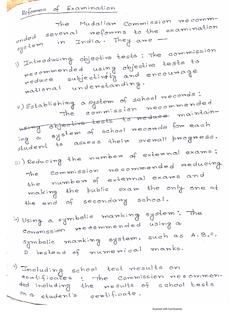 Mudaliar - Reforms of Examination | PDF