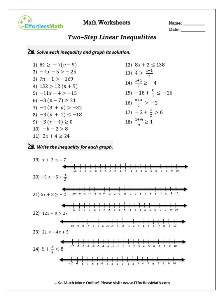 Two Step Linear Inequalities | PDF | Inequality (Mathematics ...