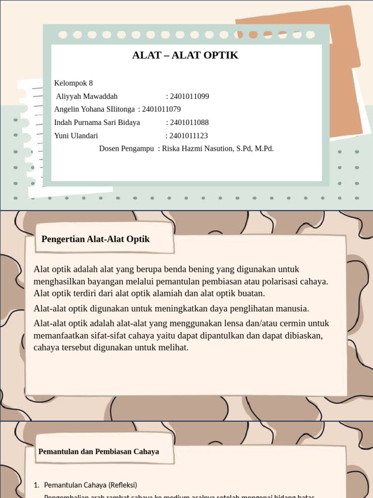 Alat Optik: Fungsi & Jenisnya | PDF
