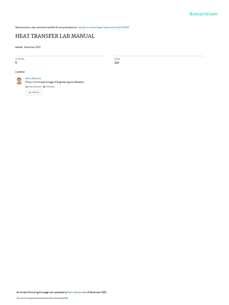 Heat Transfer Lab Manual | PDF | Heat Transfer | Convection