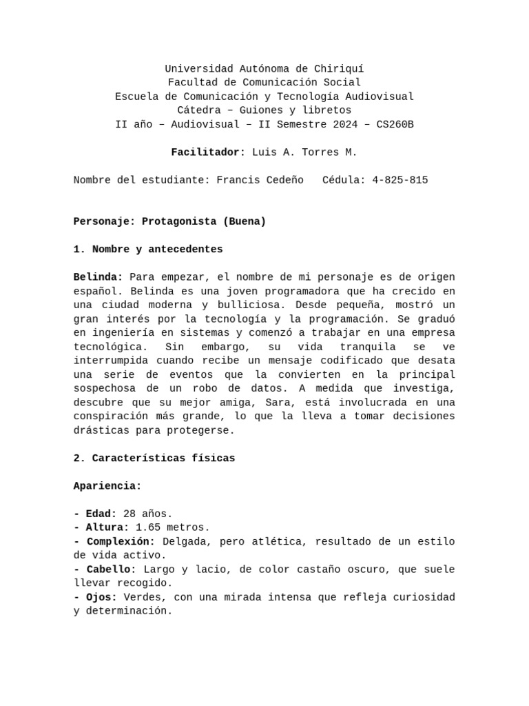 Taller - Creación de Personajes | PDF