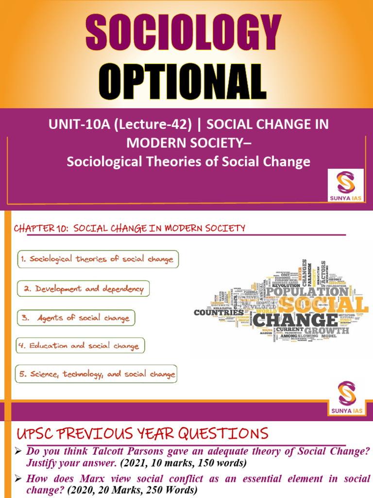 UNIT-10A (Lecture-42) - SOCIAL CHANGE IN Modern Society Sociological ...
