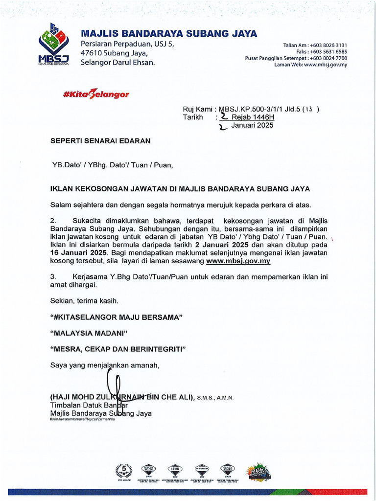 Iklan Jawatan Kosong MBSJ | PDF