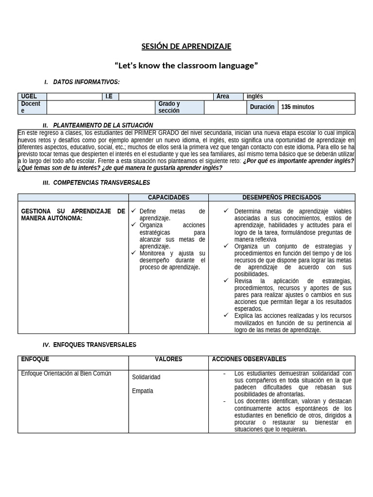 Sesion de Aprendizaje 1 PREA1 | PDF | Aprendizaje | Conceptos psicologicos