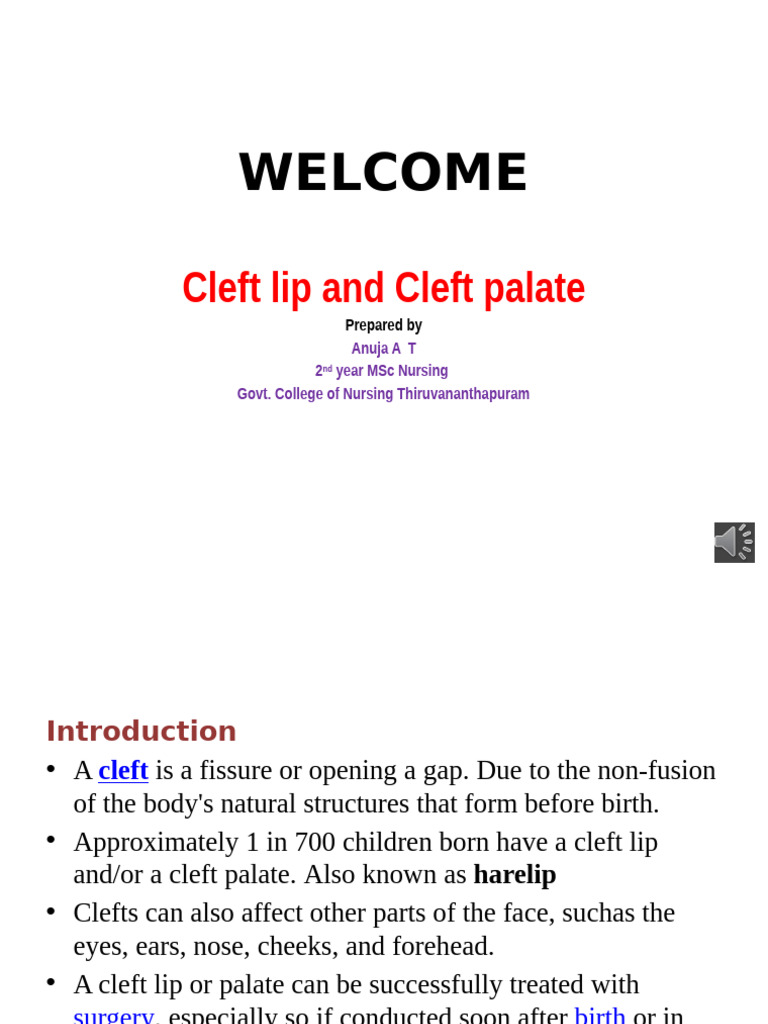 Cleft Lip and Palate Overview | PDF | Medical Specialties | Diseases ...
