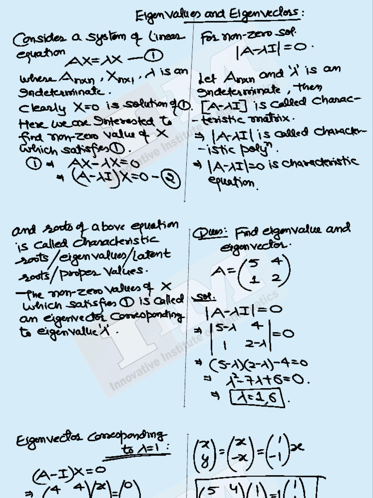 Unit 03 Eigen Values And Eigen Vectors Class 1 Pdf