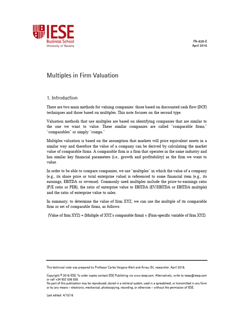 Firm Valuation | PDF | Valuation (Finance) | Mergers And Acquisitions