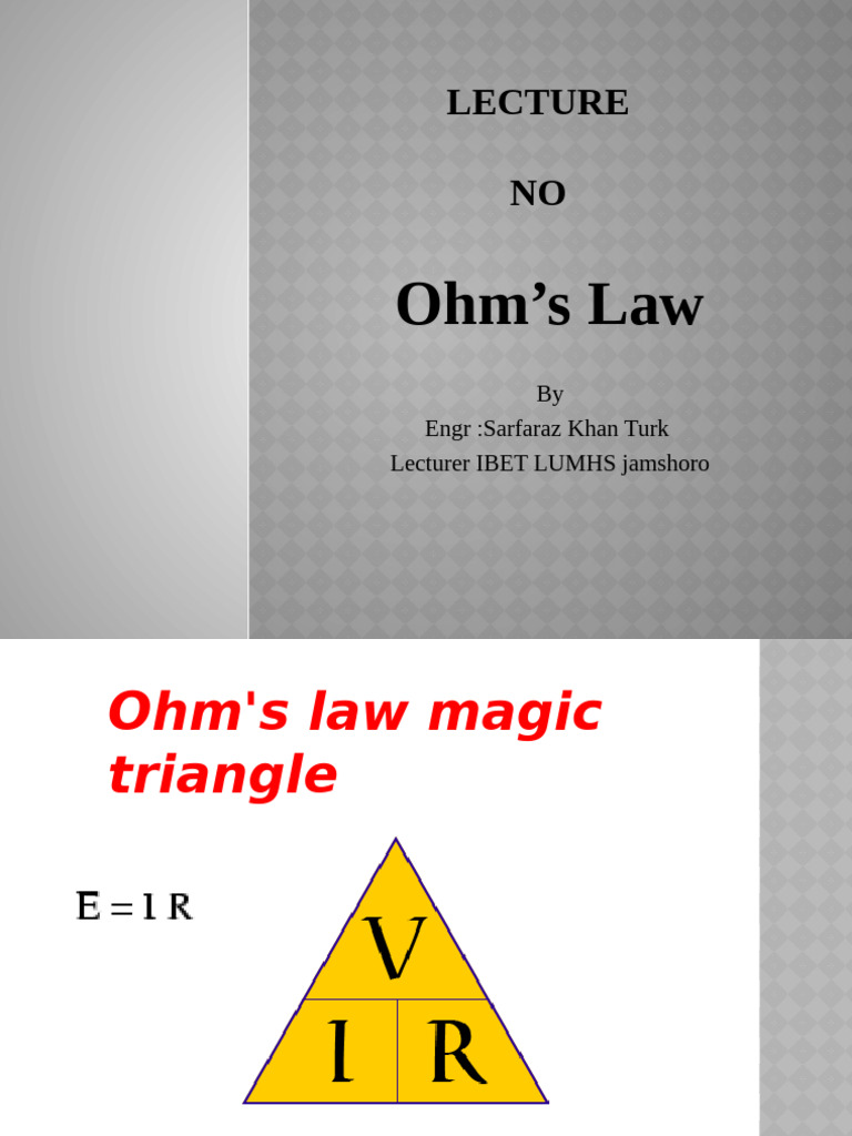 BEE Lecture Ohms - Law | PDF | Quantity | Electricity