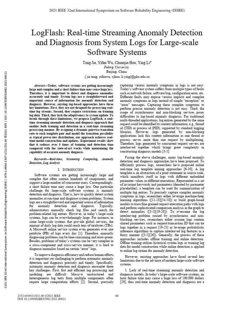LogFlash Real-Time Streaming Anomaly Detection and Diagnosis From System Logs Fo | PDF ...