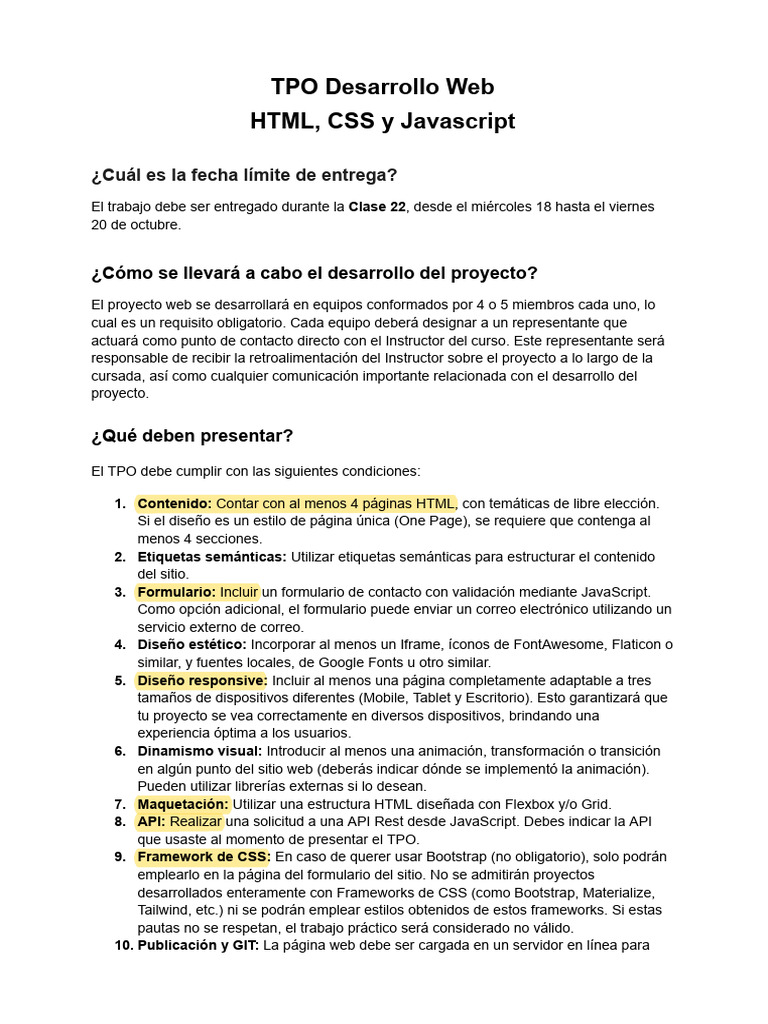 TPO Desarrollo Web HTML CSS JS - AGOSTO 2023 | PDF | Bootstrap (marco frontal) | Red mundial