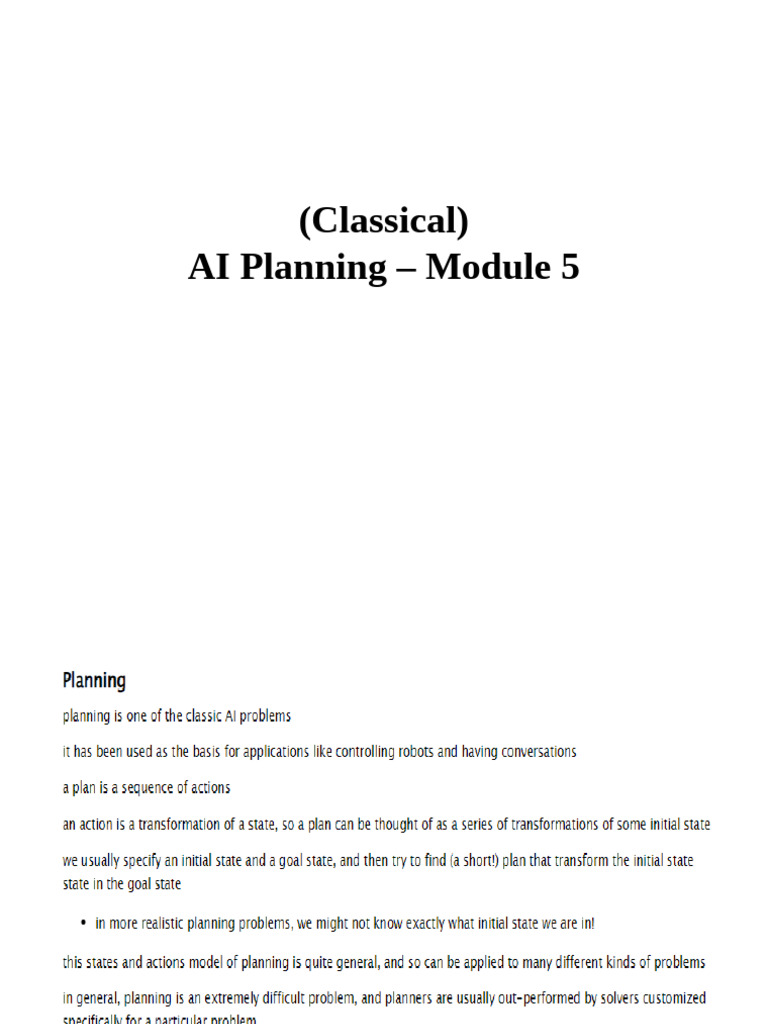 Classical Planning AI | PDF