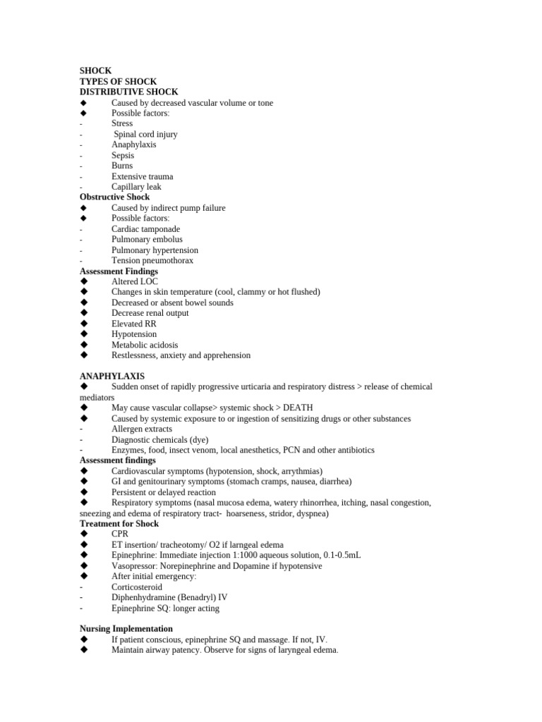 Shock Handouts | PDF | Shock (Circulatory) | Heart